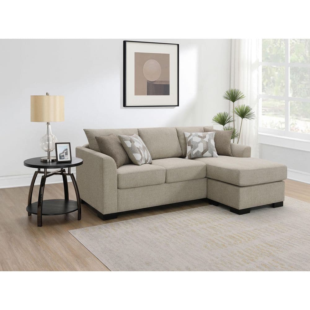 Coaster Storey 83.5 in. Camel Fabric Upholstered Sofa Bed Queen Size ...