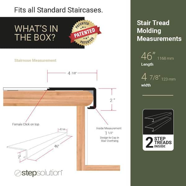 STEPSOLUTION Palenque Park Stair Tread Molding Square-Exact Match for Home Decorators Floor, 2 ...