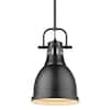 Golden Lighting Duncan 1-Light Black Pendant and Rod with Matte Black ...