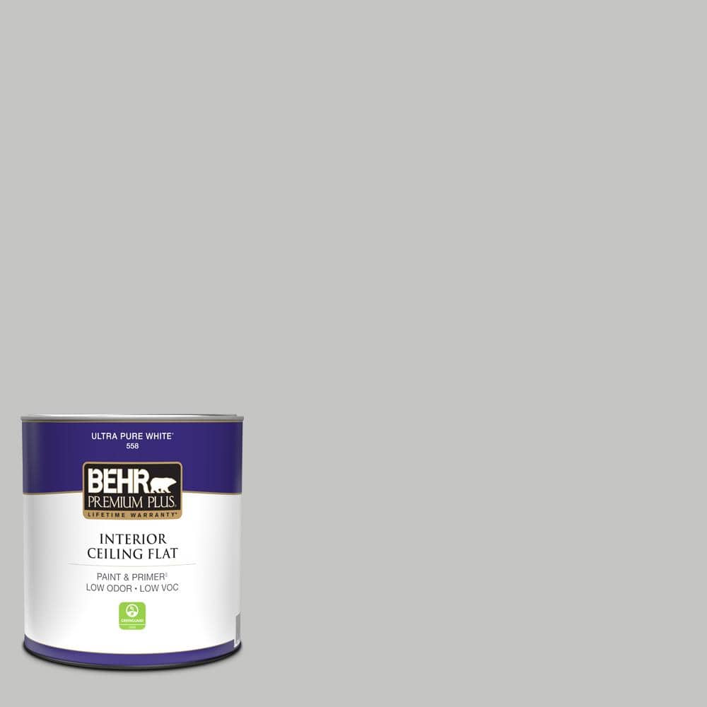 BEHR PREMIUM PLUS 1 qt. #N520-2 Silver Bullet Ceiling Flat Interior ...