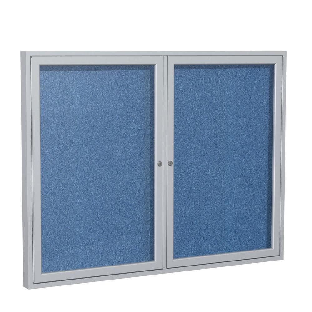 ghent 4 x 5 ft. Vinyl Enclosed Bulletin Board, 2 Door, Satin Aluminum ...
