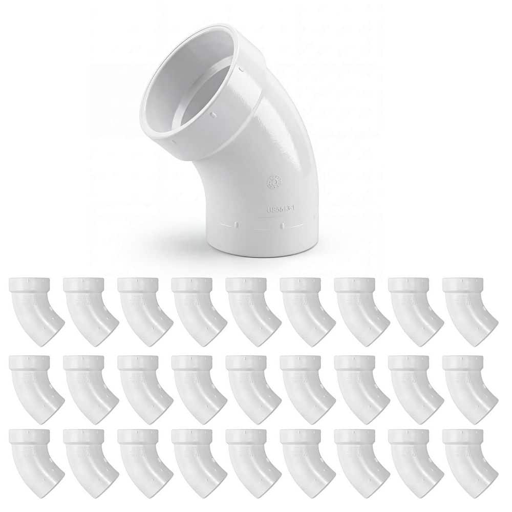 PLUMBFLEX 3 in. White Rigid PVC DWV 1/8 Bend 45° Street Elbow, Hub x ...