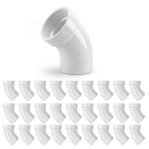 PLUMBFLEX 3 in. White Rigid PVC DWV 1/8 Bend 45° Street Elbow, Hub x ...