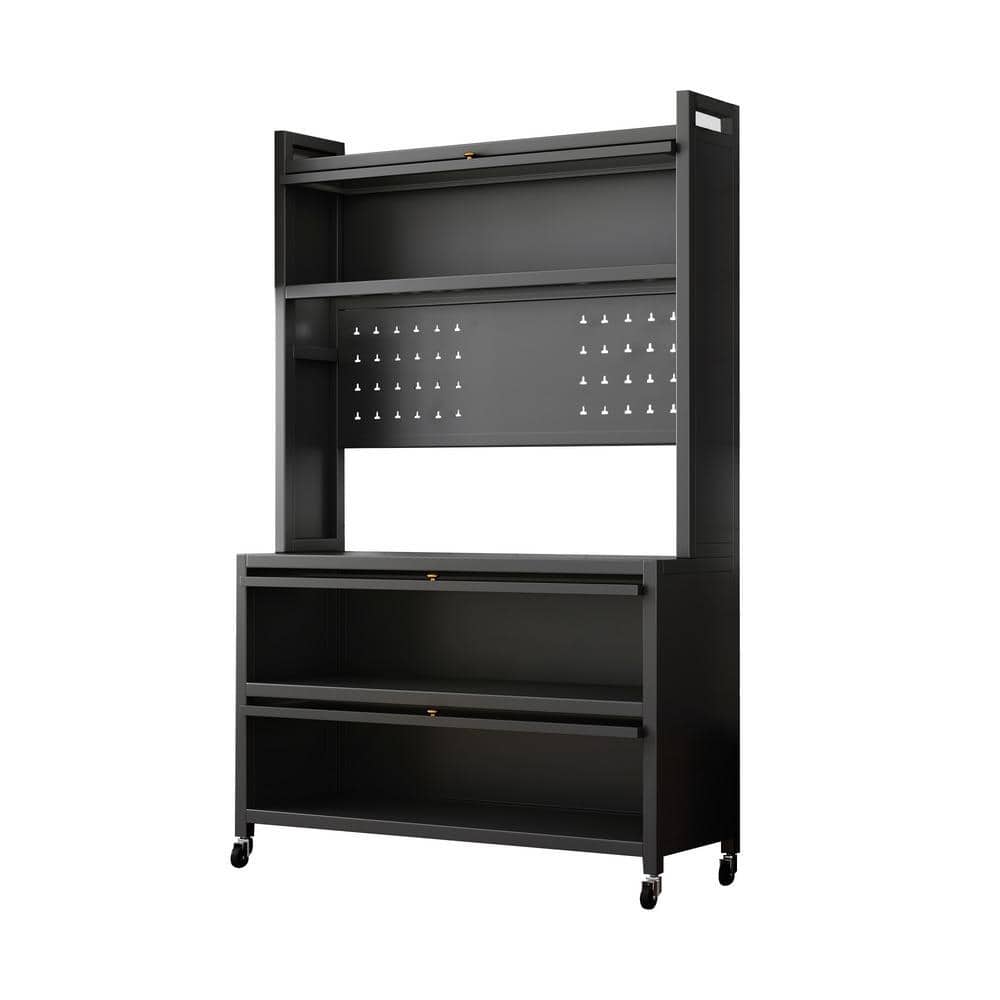 Tileon Gray Metal Microwave Cart, 5-Tier Microwave Stand Standing ...