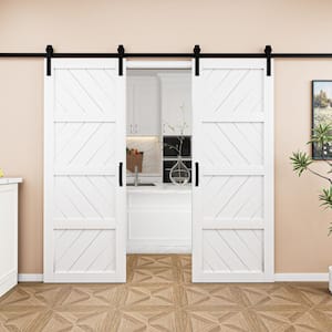 EH PUERTA 36 in. x 84 in. Black Finished 4-Lite Wave Pattern Style MDF ...