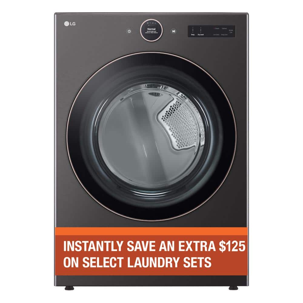 LG 7.4 cu. ft. Vented Stackable SMART Electric Dryer in Black Steel ...