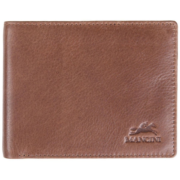 MANCINI Bellagio Collection Brown Leather RFID Wallet with Coin Pocket ...