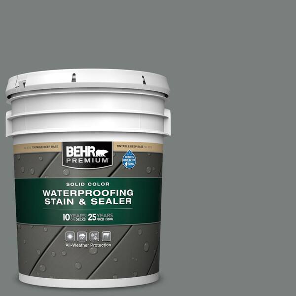 BEHR PREMIUM 5 gal. #PPU25-18 Shutter Gray Solid Color Waterproofing ...