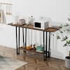 VECELO Modern Narrow Console Tables 55.1 in. Rectangle Wood Console Table with Shelves, Sofa ...