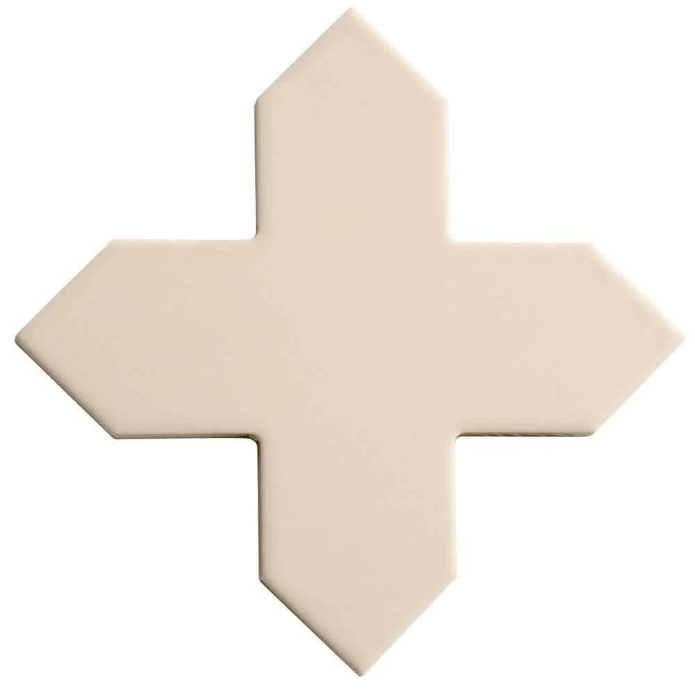 Apollo Tile Seville 5 in. x 5 in. Matte Ecru Taupe Porcelain Cross Wall ...