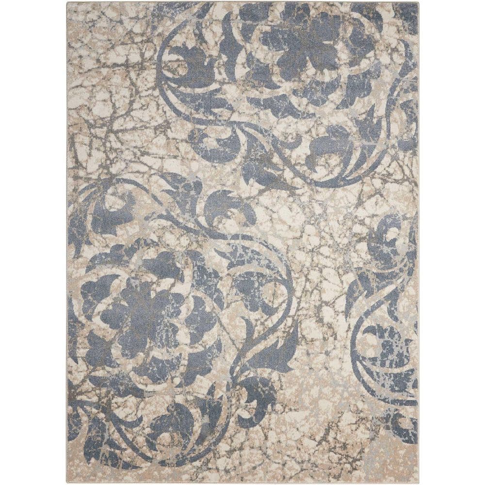HomeRoots 8 ft. x 11 ft. Multi-Colored Floral Distressed Non Skid Area ...