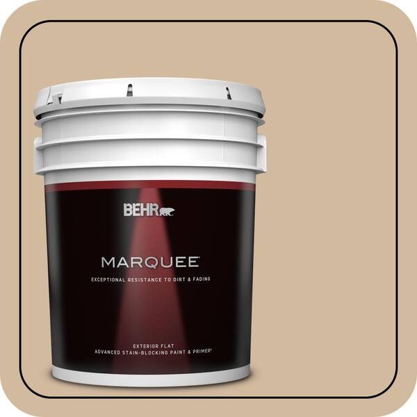 BEHR MARQUEE 5 gal. #S280-3 Practical Tan Flat Exterior Paint & Primer ...