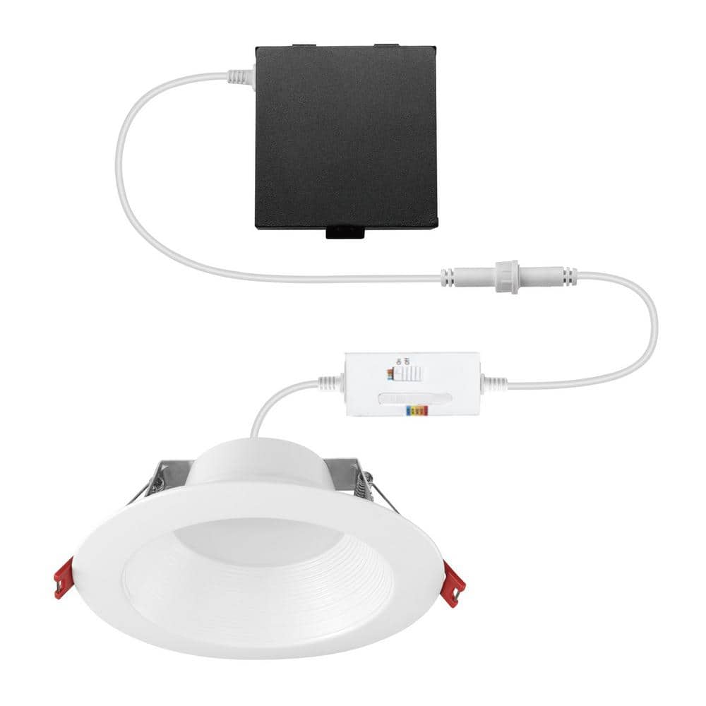 Commercial Electric Elite Series 6 in. LED DuoBright, 3-Level Lumen Select, Deep Baffle Canless ...