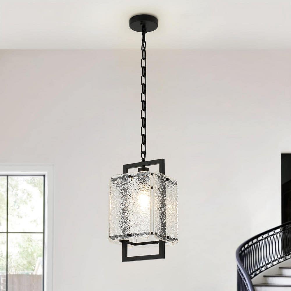 JUSHENG Black Mini Water Ripple Glass Pendant Light for Kitchen Island ...