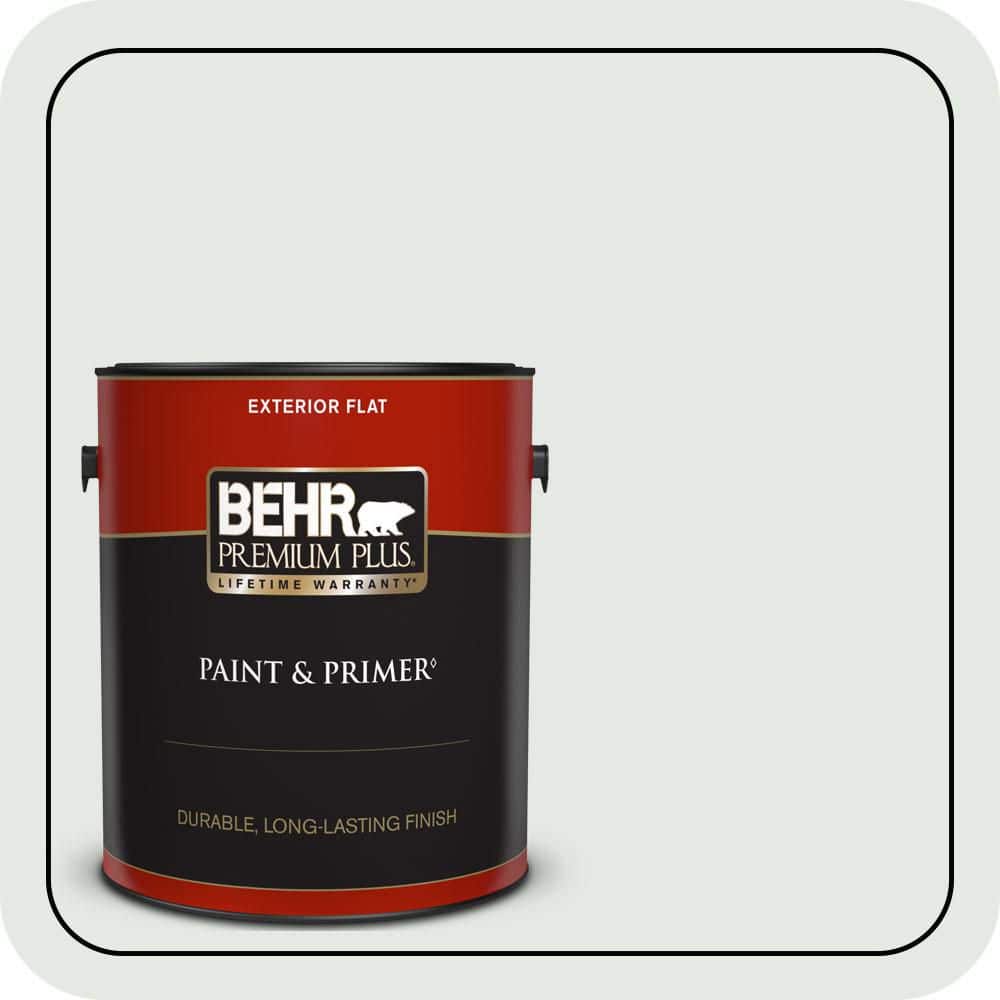 BEHR PREMIUM PLUS 1 gal. #BL-W07 Wind Chill Flat Exterior Paint ...