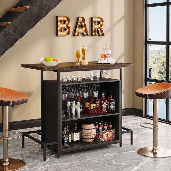 Bar height table with wine rack store
