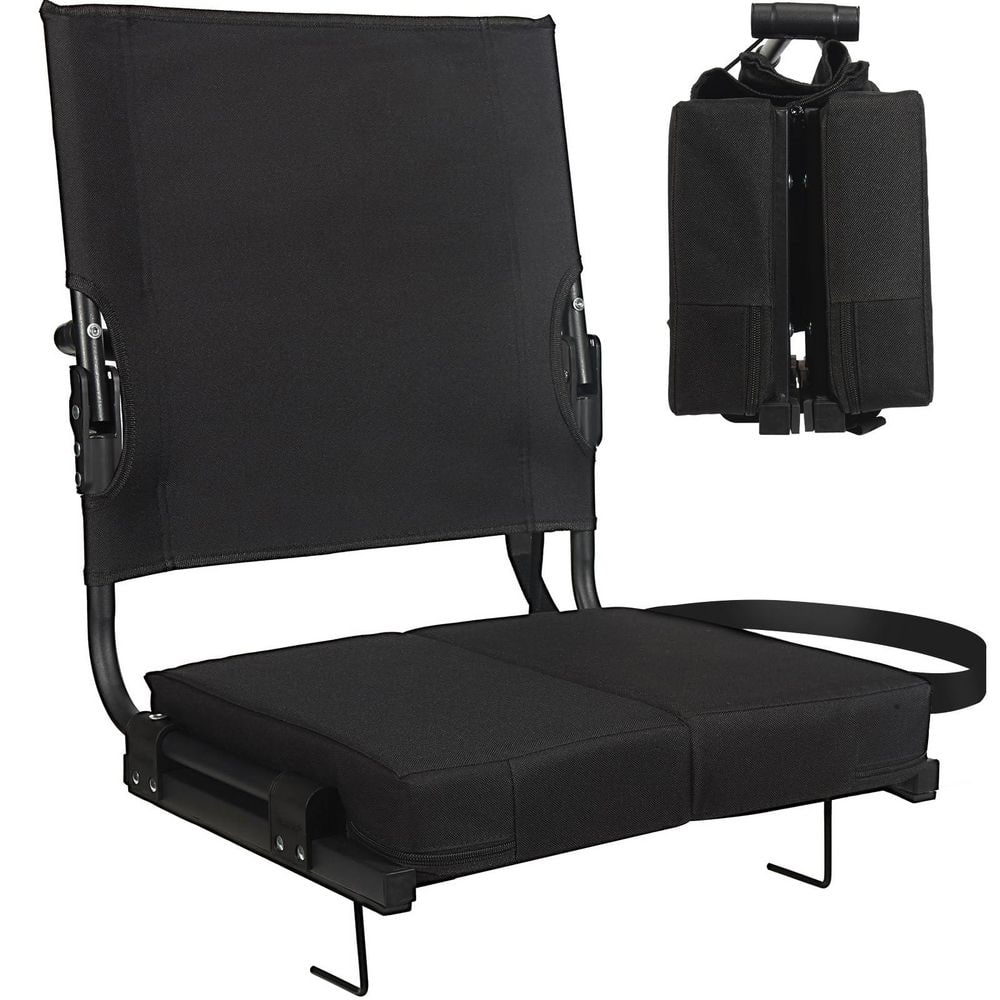 Black Steel Folding Stadium Chair with High Back Support and Thick ...