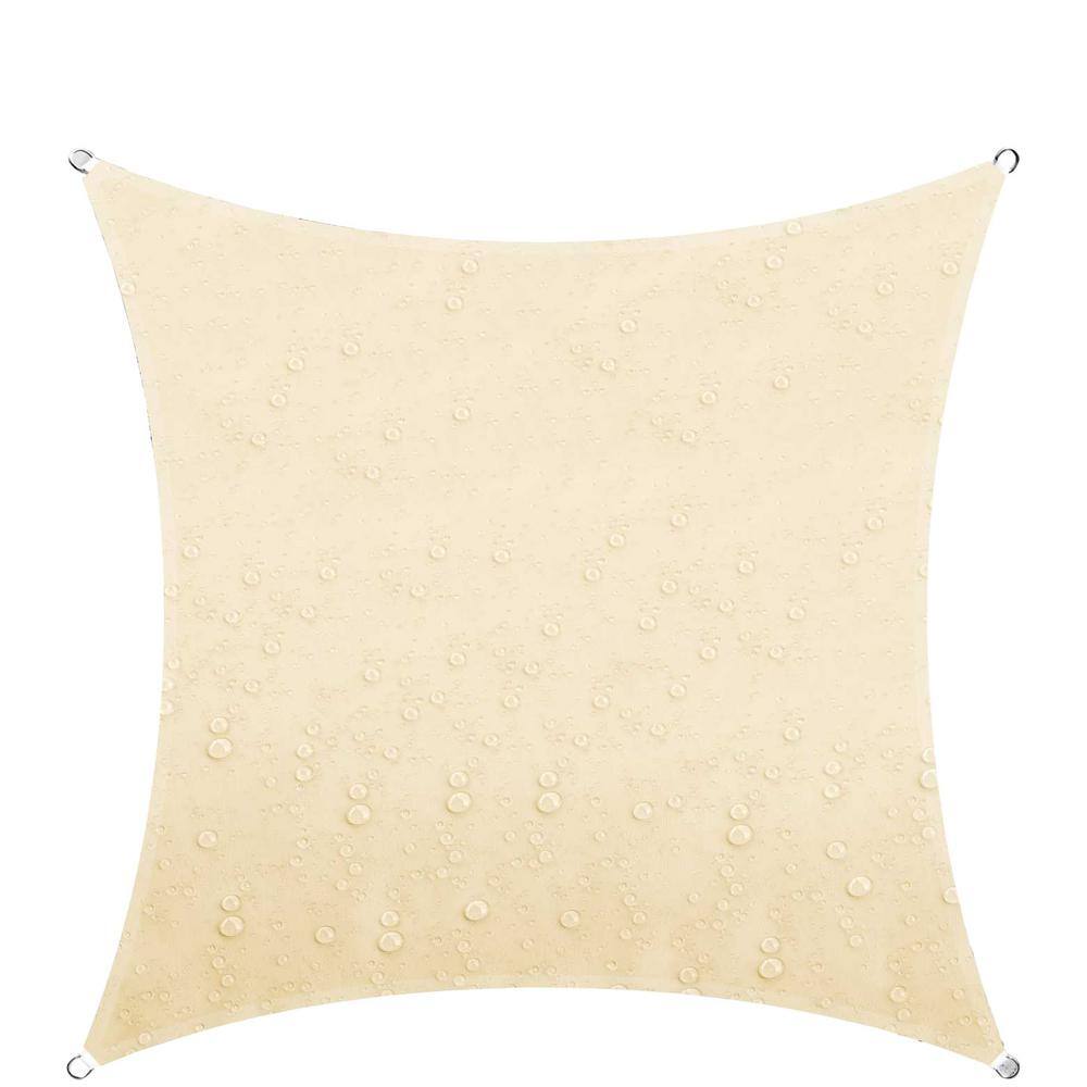 COLOURTREE 9.5 ft. x 9.5 ft. 220 GSM Waterproof Beige Square Sun Shade ...