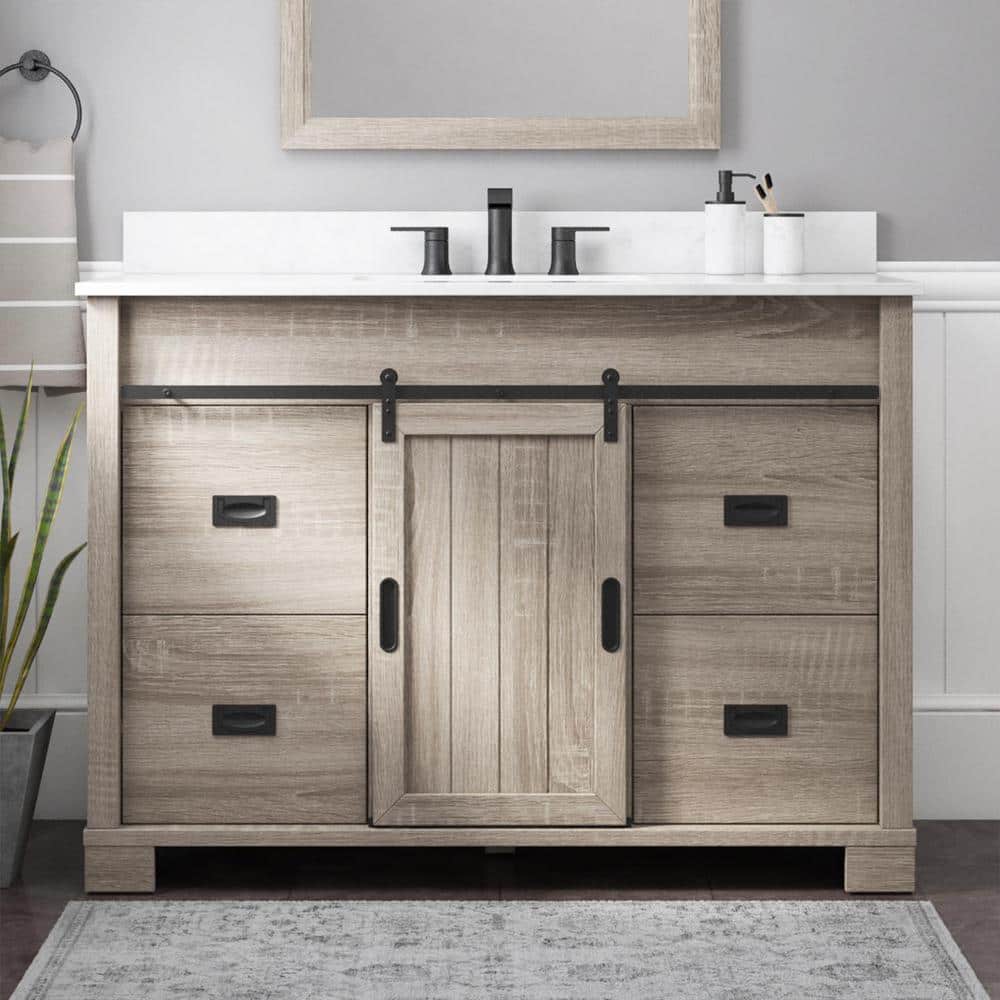 Glacier Bay Brindley 48 in. Single Sink Freestanding Weathered Gray ...
