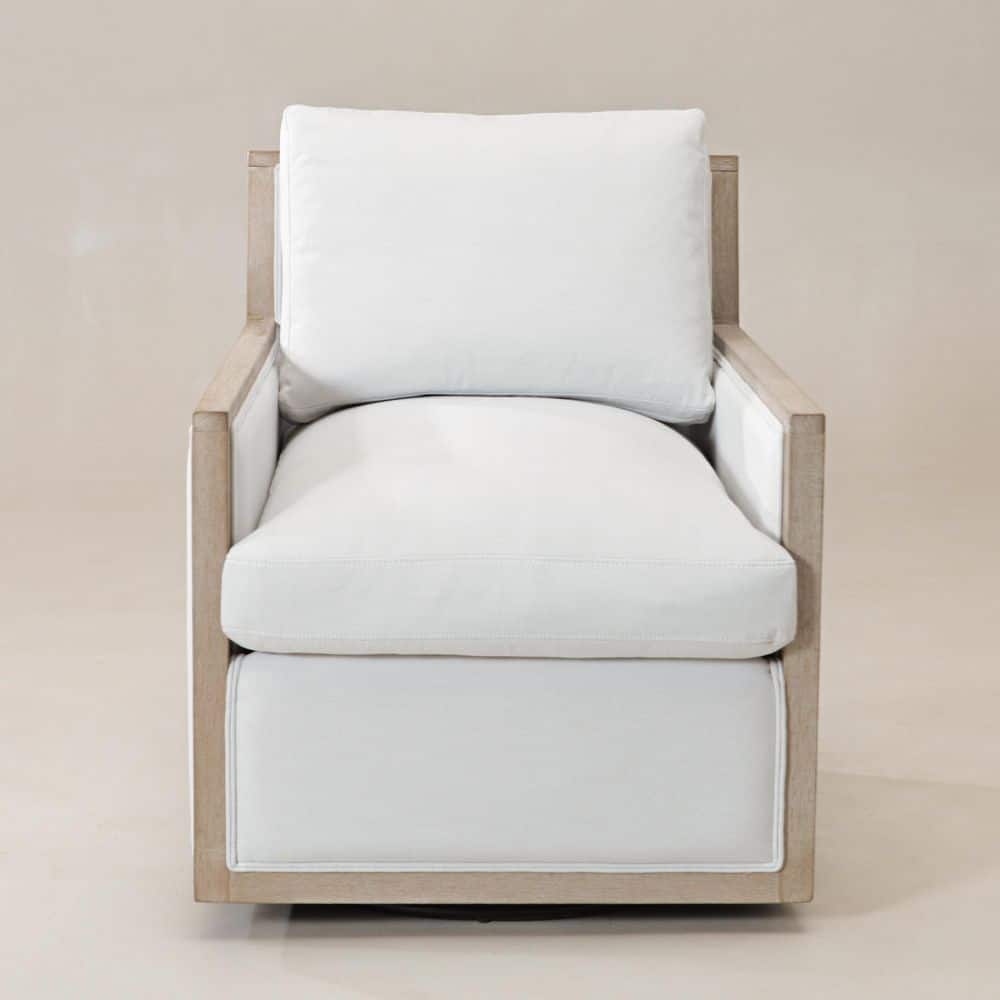 KINWELL Ivory Modern Performance Fabric Upholstered Swivel Armchair ...