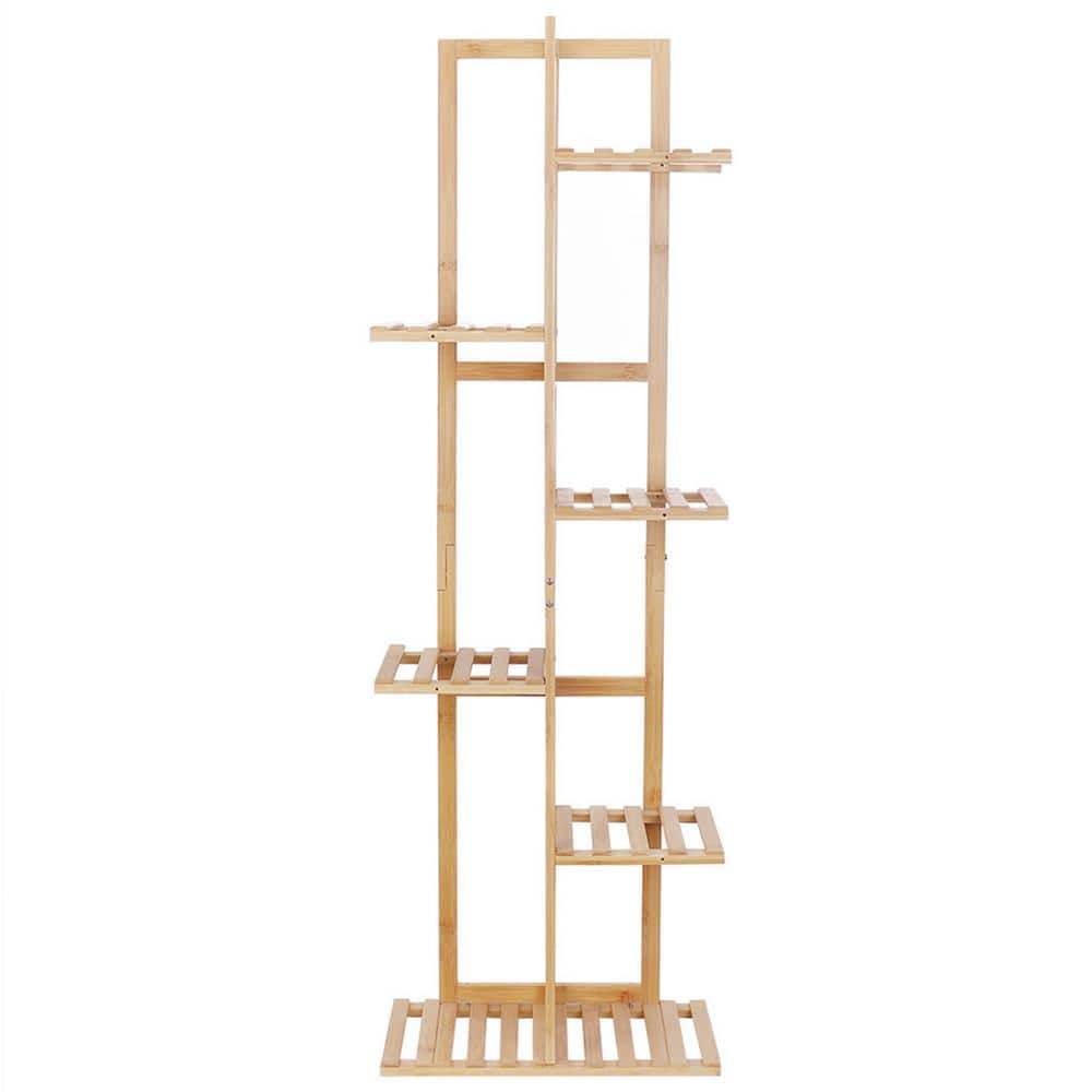 AESOME 48 in. x 16 in. Indoor Natural Bamboo Wood Plant Stand 7-Potted ...