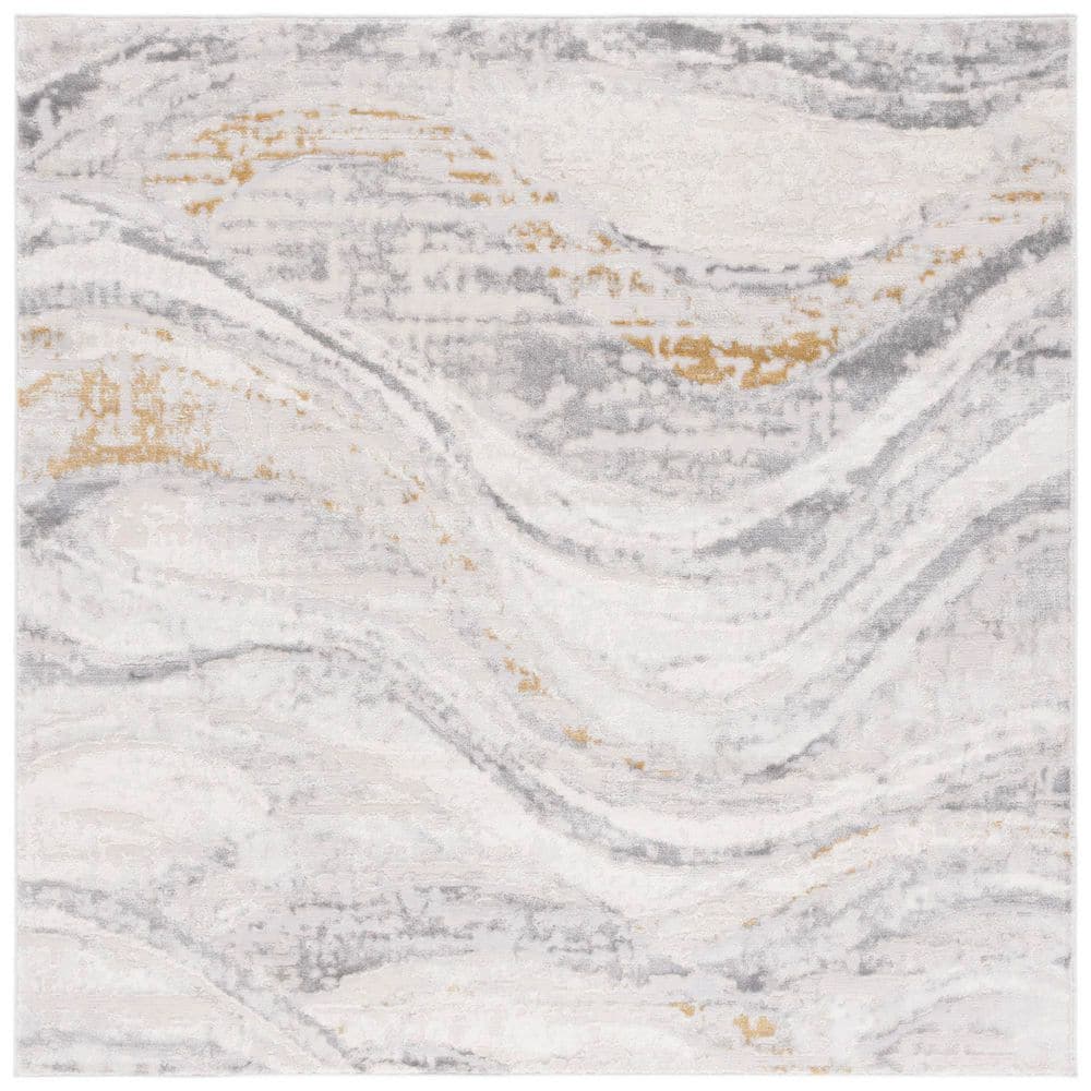 SAFAVIEH Palma 5 ft. x 5 ft. Beige/Light Gray Marble Swirl Square Area ...