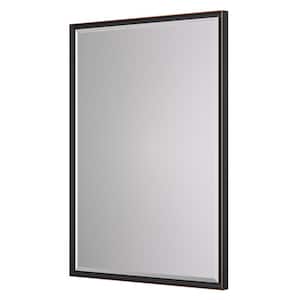 TETOTE 30 in. W x 36 in. H Framed Brushed Gold Mirrors for Bathroom Wall Beveled Mirror Bathroom ...
