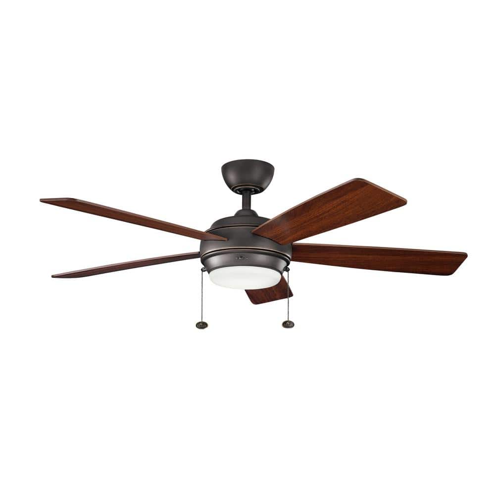 KICHLER Starkk 52 in. Indoor Olde Bronze Downrod Mount Ceiling Fan with ...