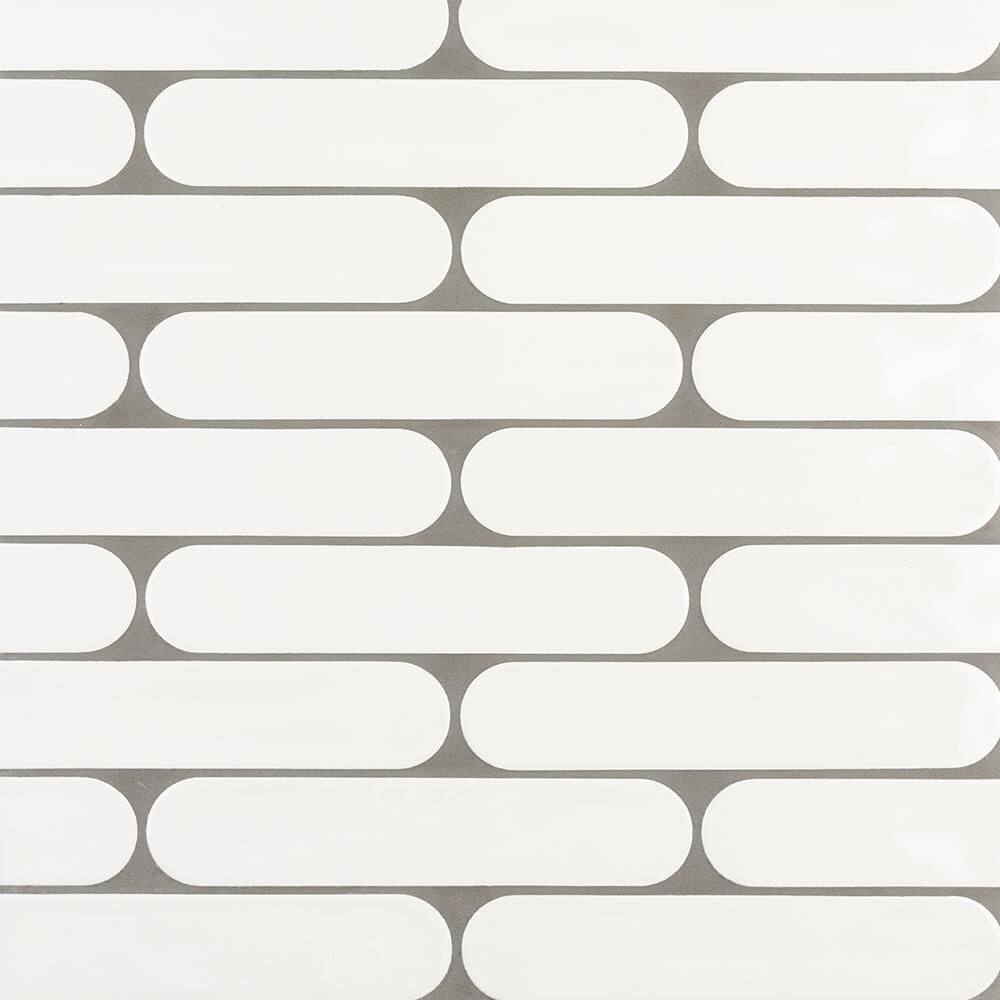 Jeffrey Court Pastilla White 2 in. x 10 in. Subway Glossy Porcelain ...