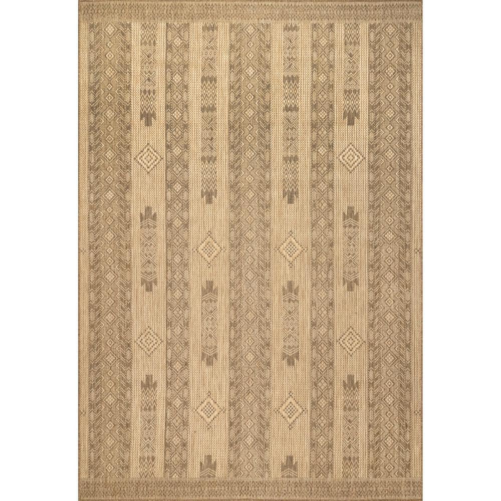 nuLOOM Jemma Beige 7 ft. x 9 ft. Tribal Indoor/Outdoor Area Rug GBCB50A ...