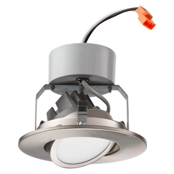Lithonia Lighting 4 in. Brushed Nickel Integrated LED Recessed Gimbal ...