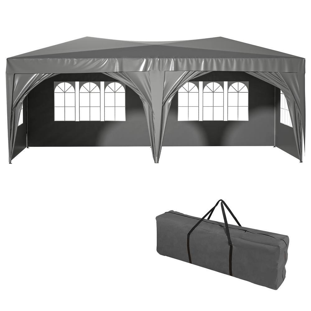 Sudzendf 10 ft. x 20 ft. Gray Outdoor Portable Party Folding Tent Pop ...