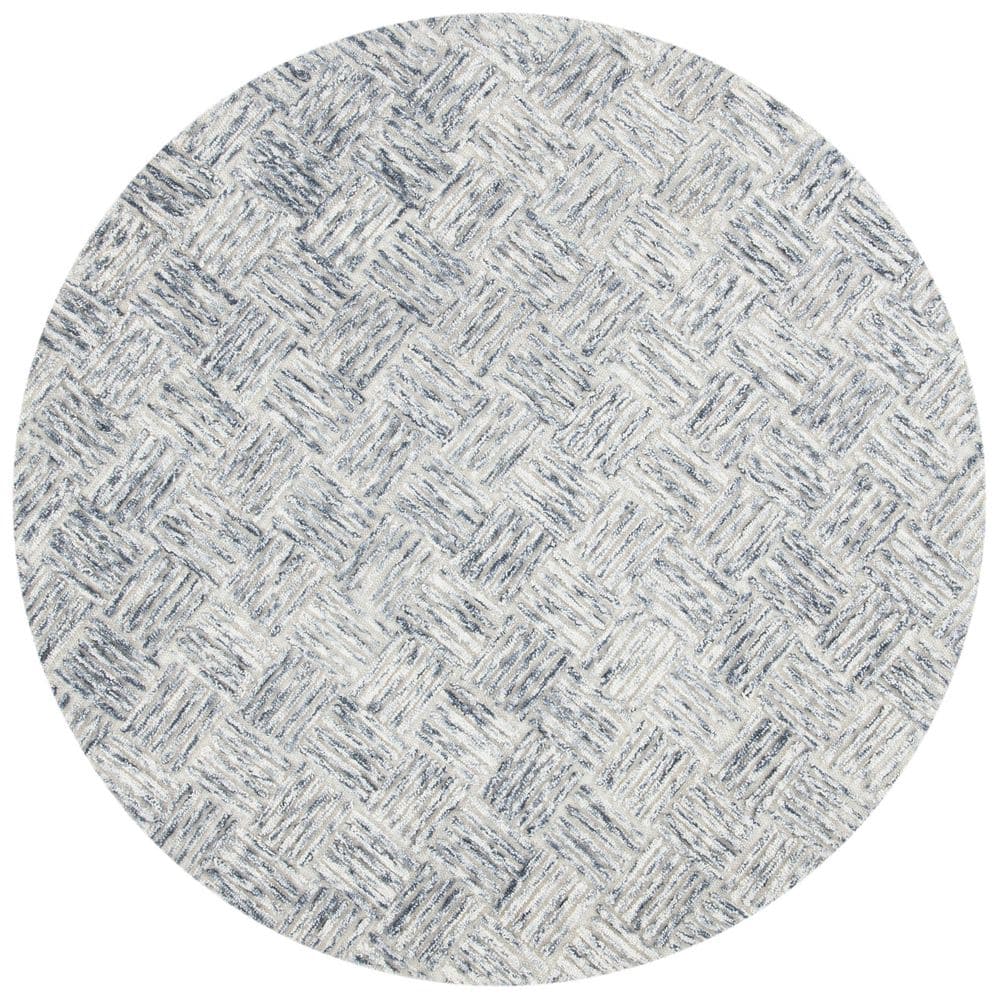 SAFAVIEH Micro-Loop Gray 5 ft. x 5 ft. High-Low Geometric Round Area ...