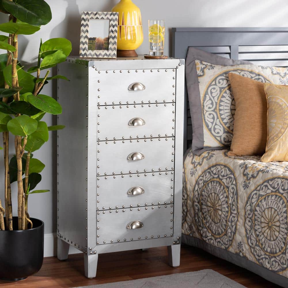 Baxton Studio Carel Silver Storage Cabinet 160-10249-HD - The Home Depot