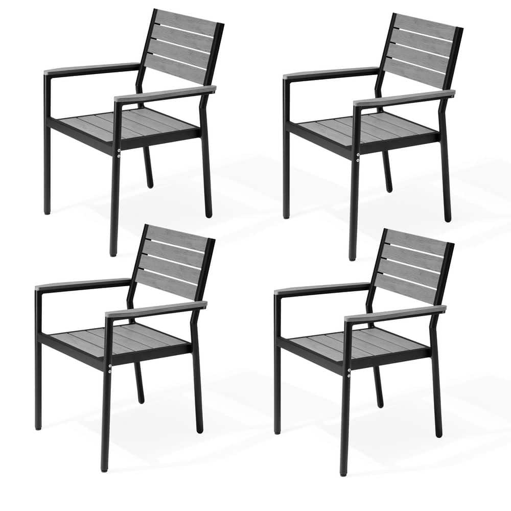 Pellebant Stackable Patio Dining Chairs Modern Aluminum Armchairs ...