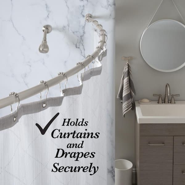 Bath Bliss Curved Wall Mount Shower Rod in Stainless Steel 5895-SS ...