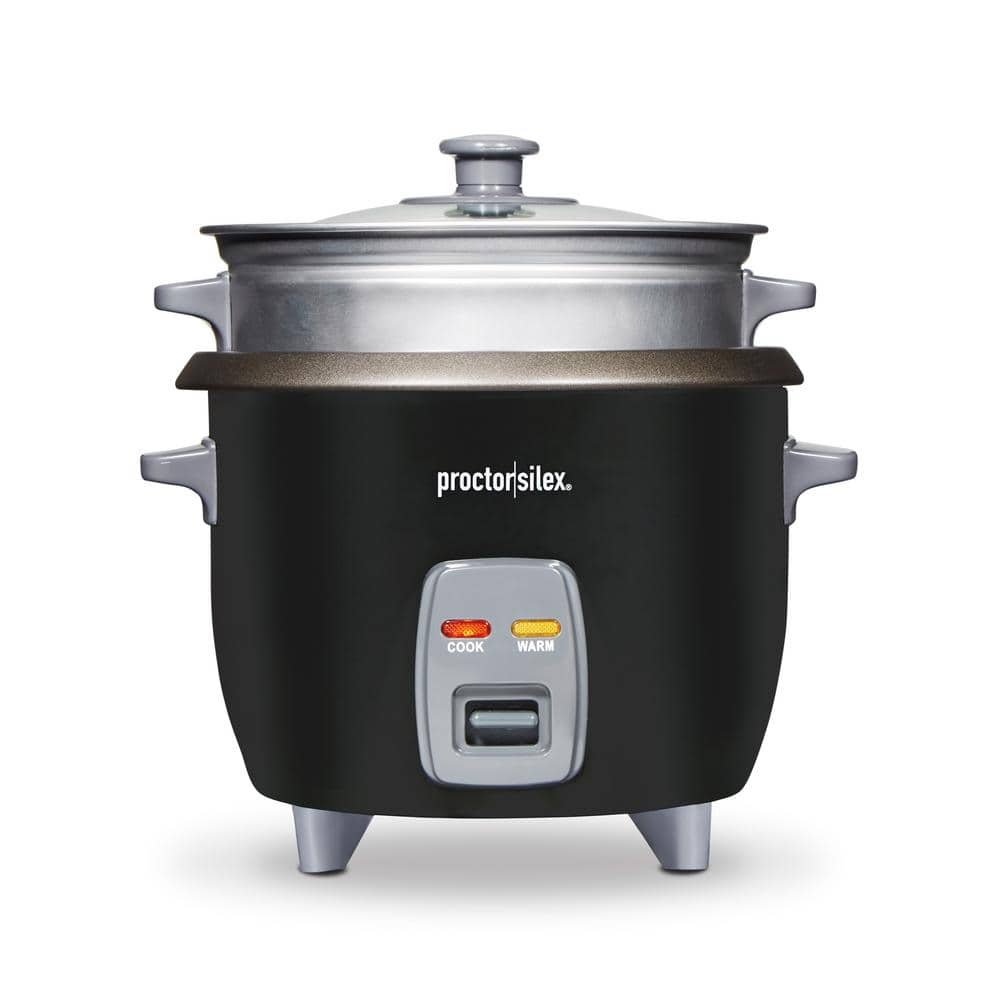 Proctor Silex 6-Cup Black Rice Cooker with Steamer 37510MN - The Home Depot
