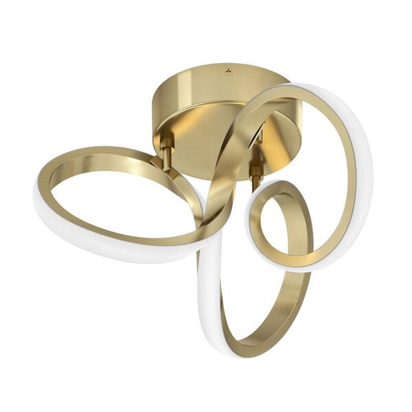 Artika Swirl 13.6 in. Gold Integrated LED Flush Mount Light Fixture FM ...