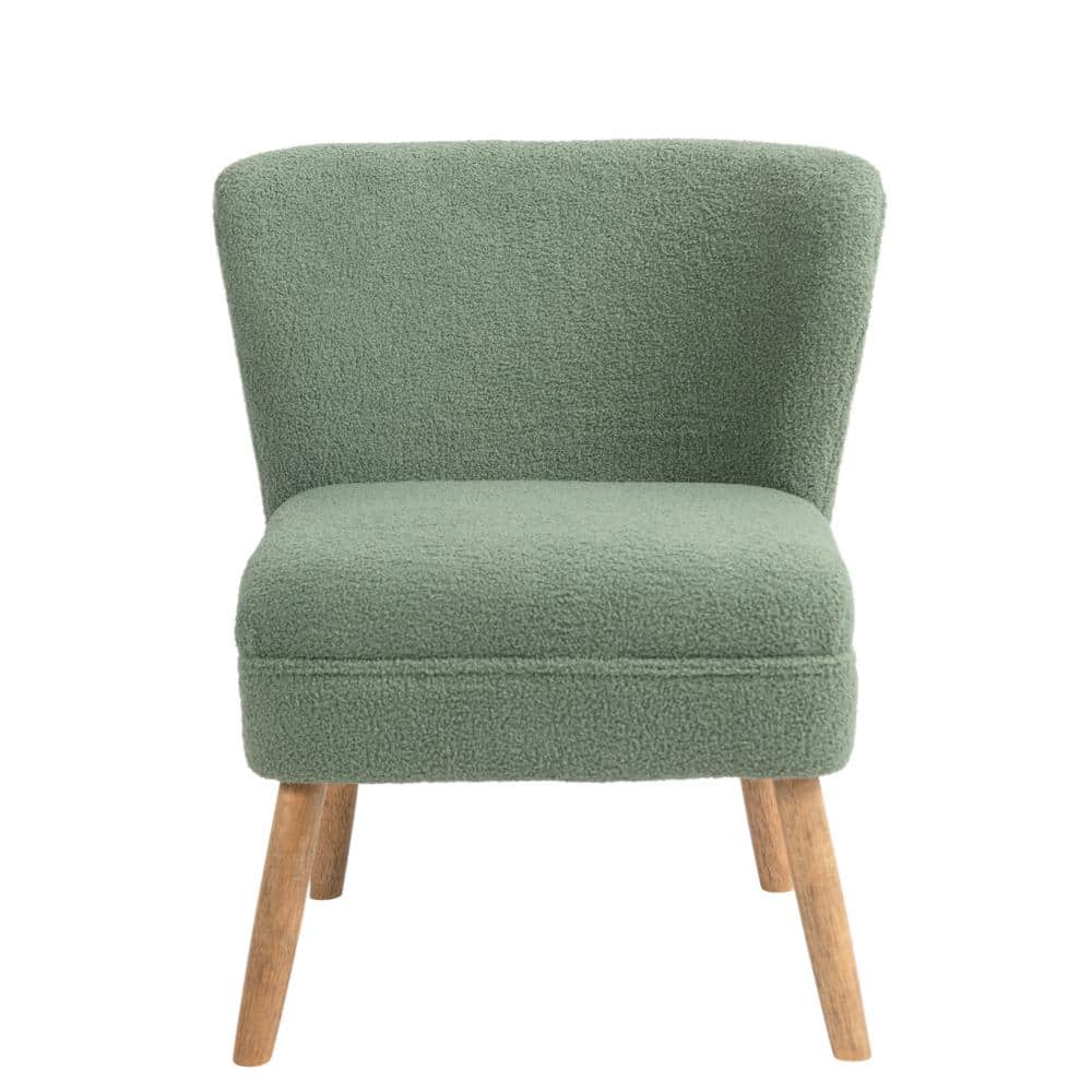 Uixe Green Sherpa Polyester Upholstered Armless Side Chair with Wood ...