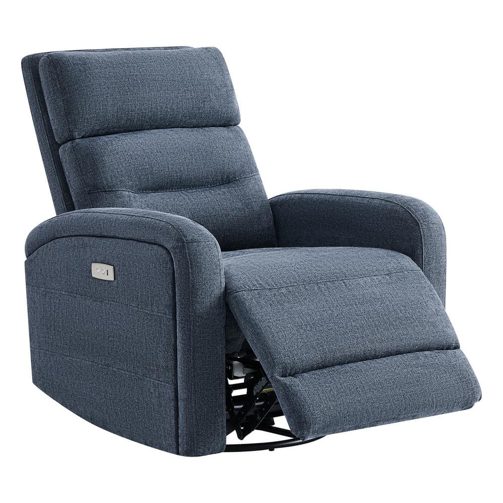 Spruce & Spring Eulalia Blue Fabric Power Swivel Rocker Recliner with ...