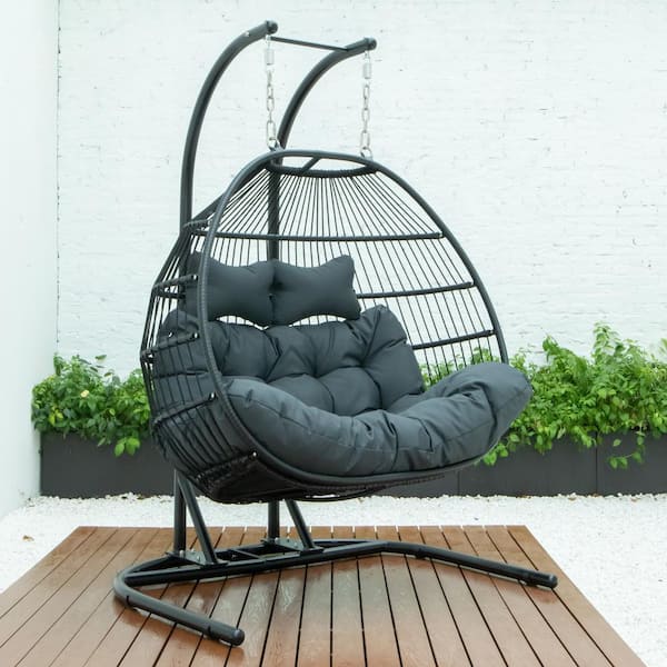 Leisuremod egg wicker hanging swing chair esc store