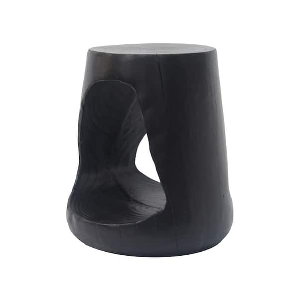 MGO Outdoor/Indoor Hollow Side Table, Wood-like Texture, Black Color ...