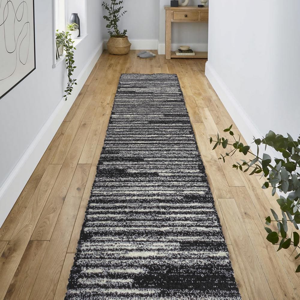 JONATHAN Y Black/Cream 2 ft. x 8 ft. Khalil Modern Berber Stripe Runner ...