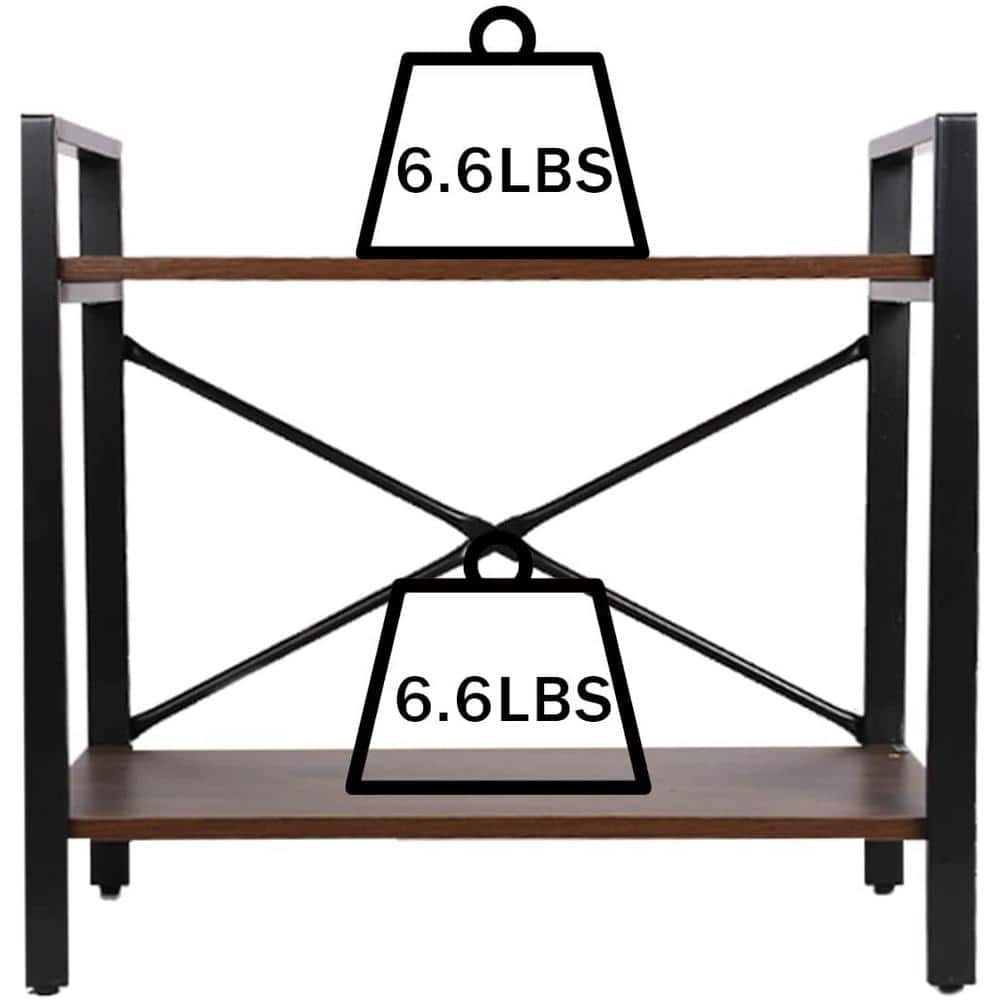 Siavonce 2 Tier Frame Bookshelf, Small 2 Shelf Wood and Metal Bookcase ...