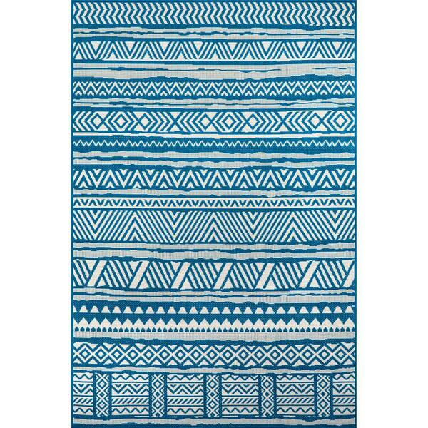 Reviews for nuLOOM Abbey Tribal Striped Teal 5 ft. x 8 ft. Indoor ...