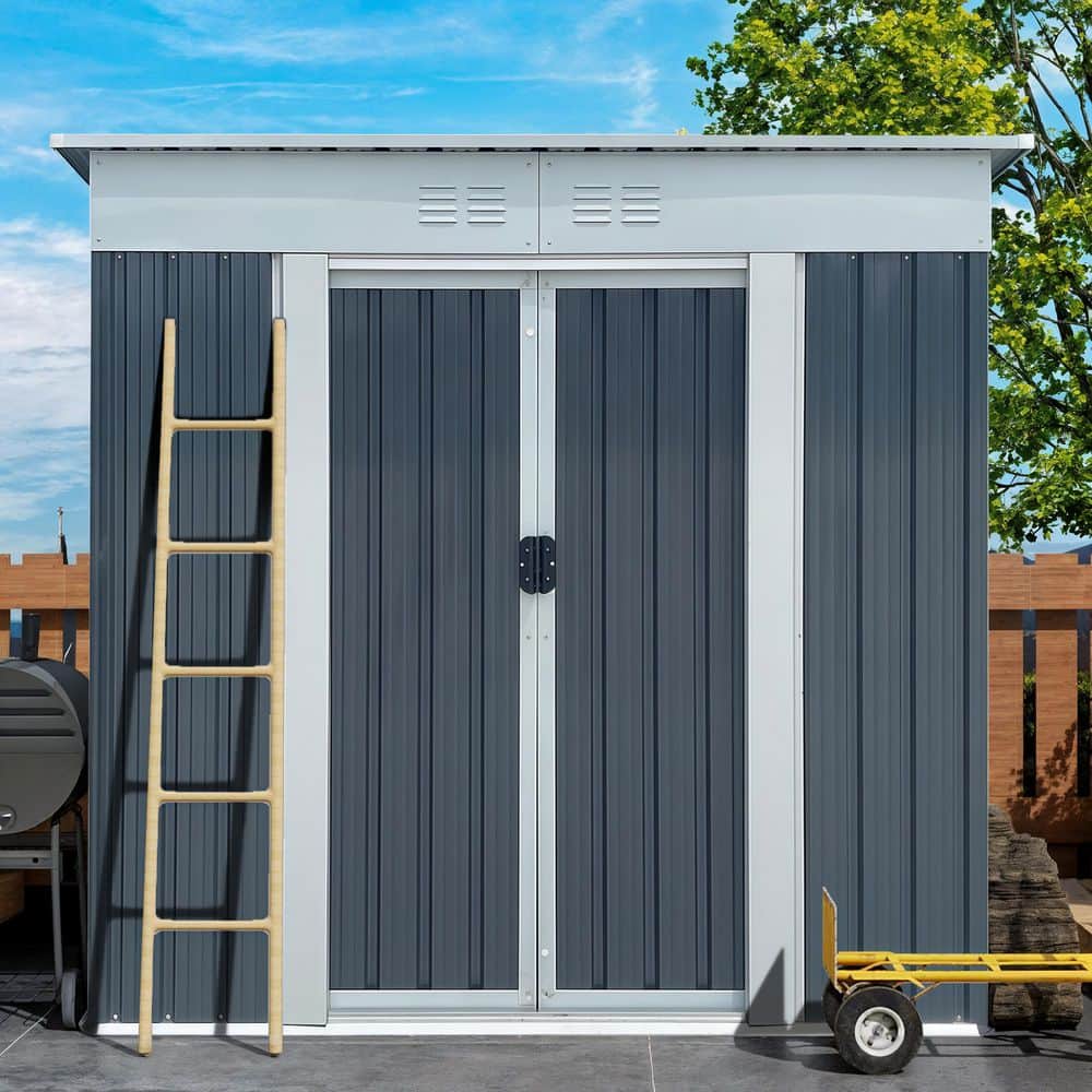 ToolCat 6 ft. x 4 ft. Outdoor Metal Storage Sheds Pent Roof Garden Tool ...
