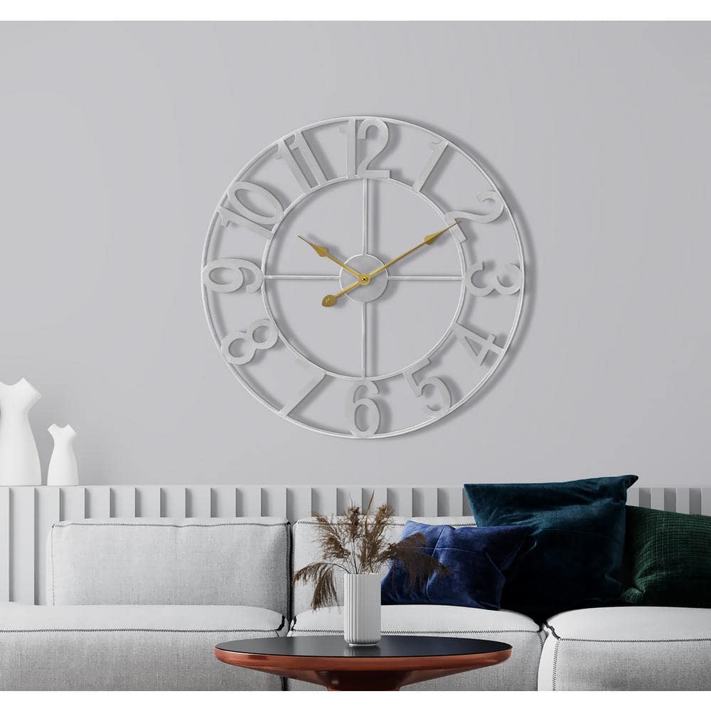 Sorbus Silver Metal Analog Classic Numeral Wall Clock CLK-WALN-SIL ...