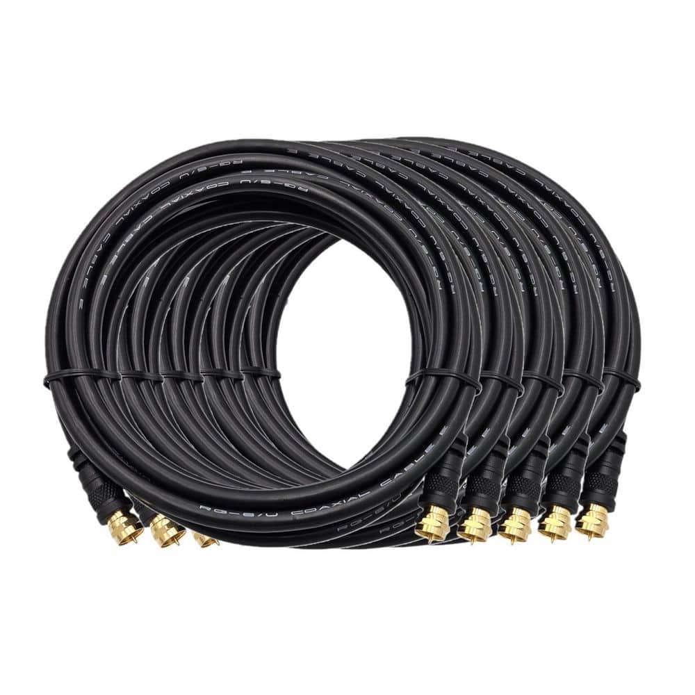 Micro Connectors, Inc 6 ft. (18AWG) RG-6 F-Type Shielded Coaxial Cable ...