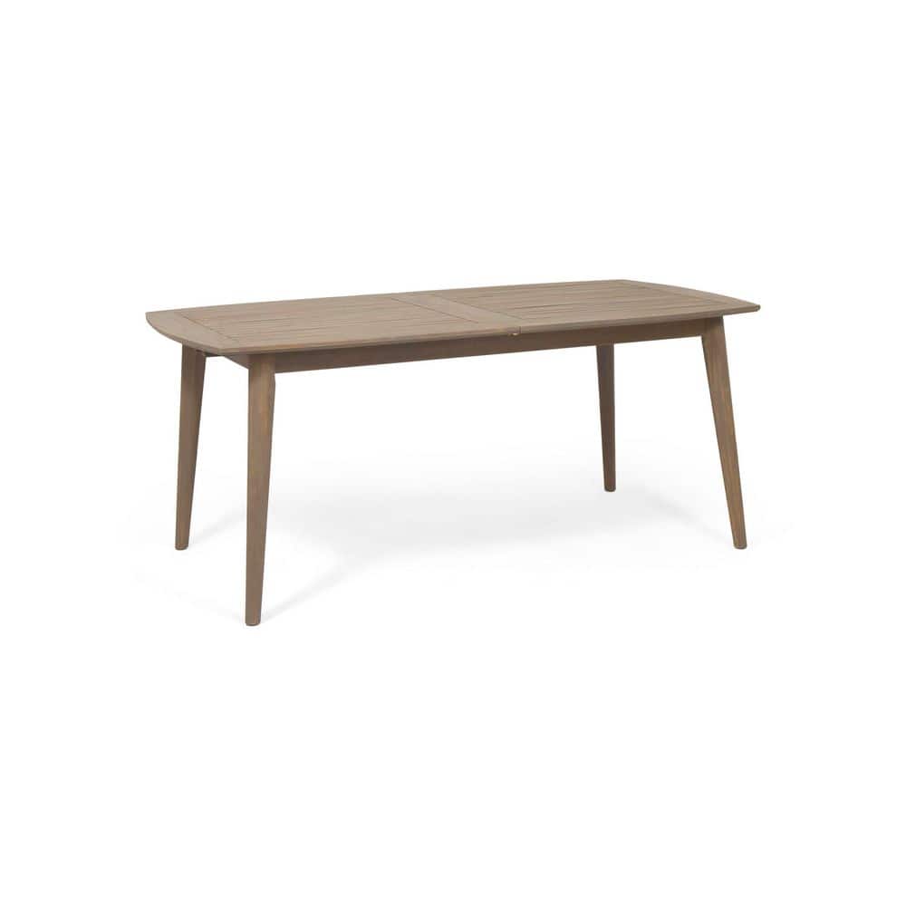 Acacia Wood Expandable Outdoor Dining Table with Rustic Slatted Design ...