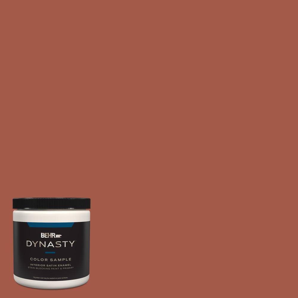 BEHR DYNASTY 8 oz. #PPU2-15 Cajun Red Satin Enamel Stain-Blocking ...